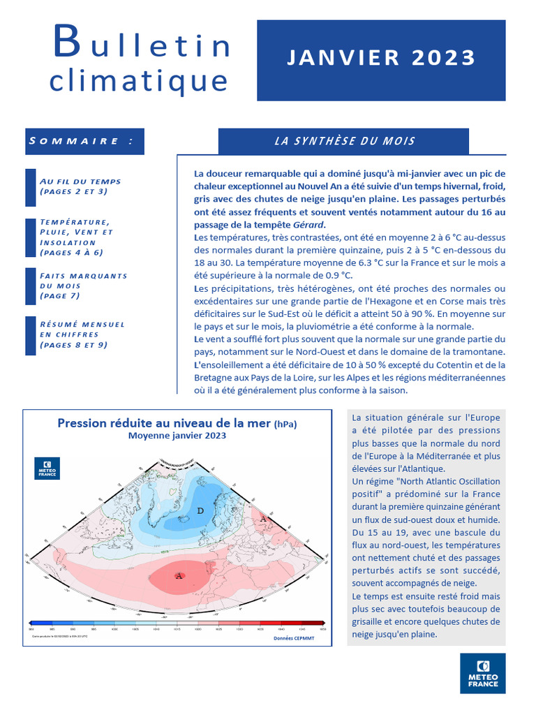 Bulletin Climatique Météo France | PDF