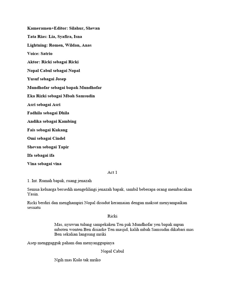 Skrip Film Metdak | PDF