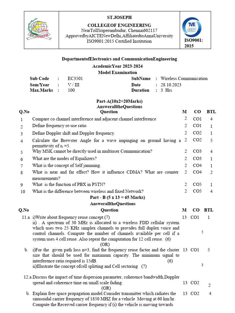 WC QP | PDF | Cellular Network | Computer Engineering
