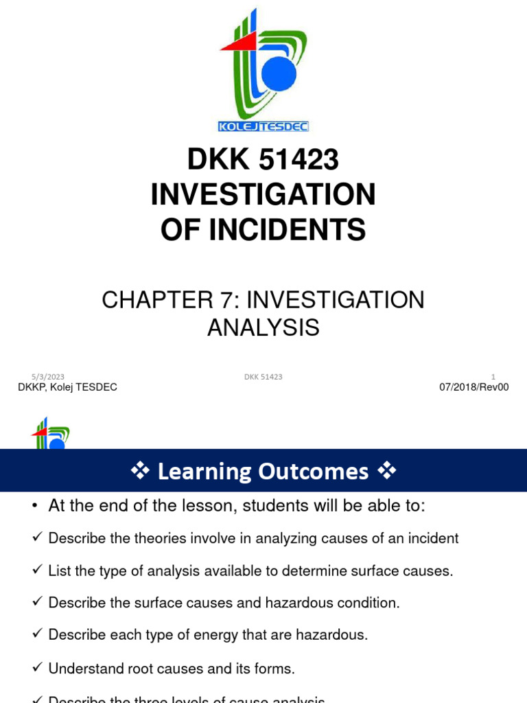 Topic 7 - Investigation Analysis | PDF | Hazards | Analysis