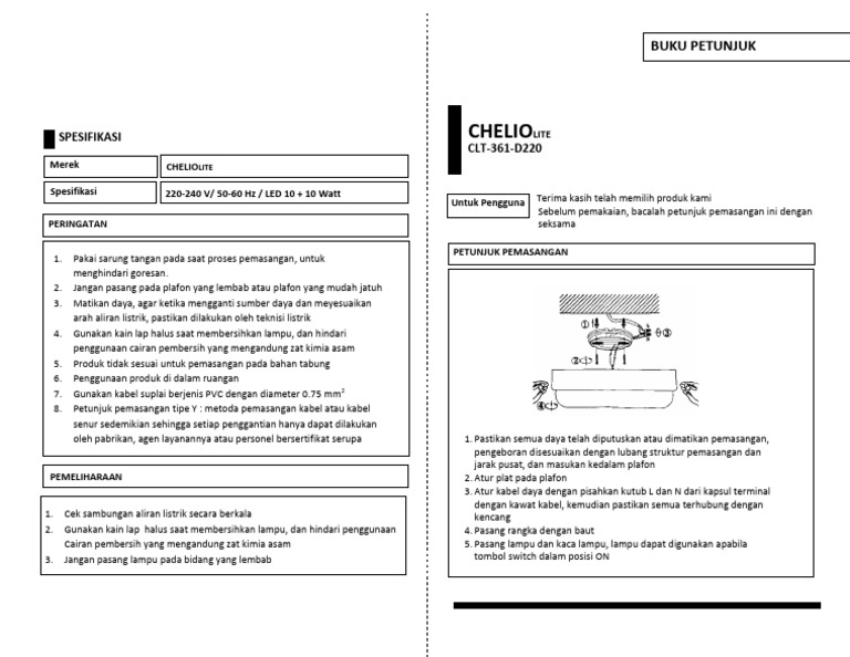 Buku Petunjuk Chelio CLT-361-D220 | PDF