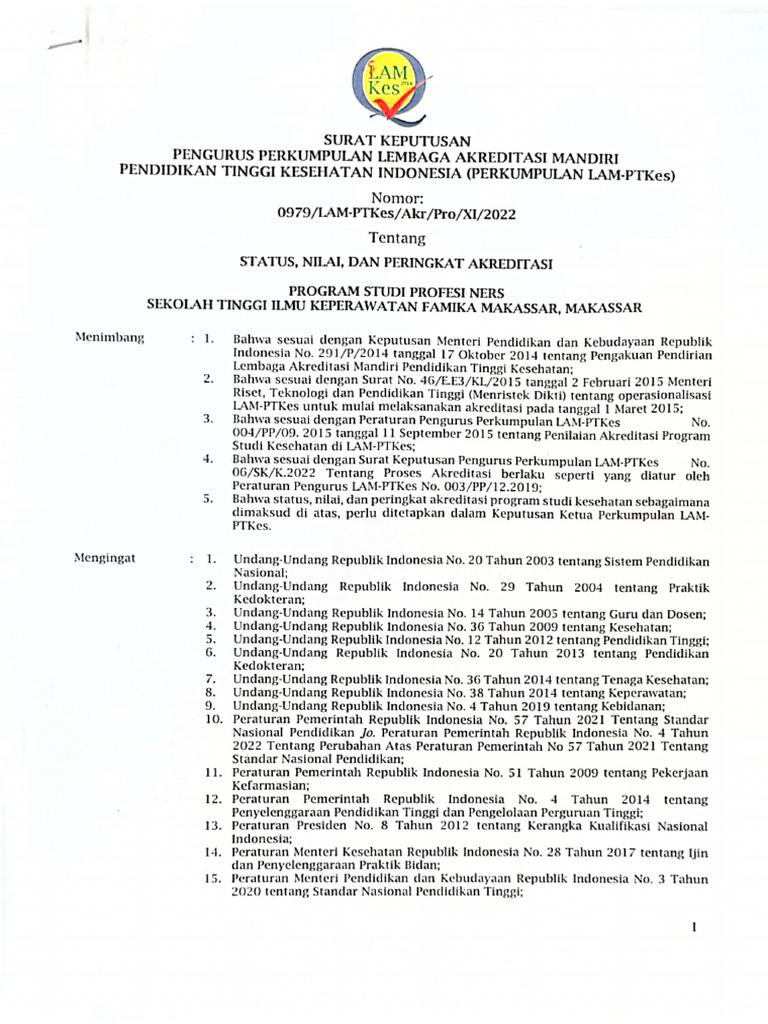 Akreditasi Ners | PDF