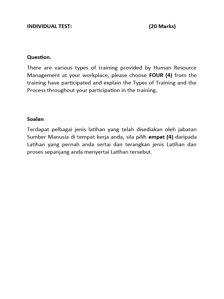 Contoh - INDIVIDUAL TEST 4 TASK | PDF