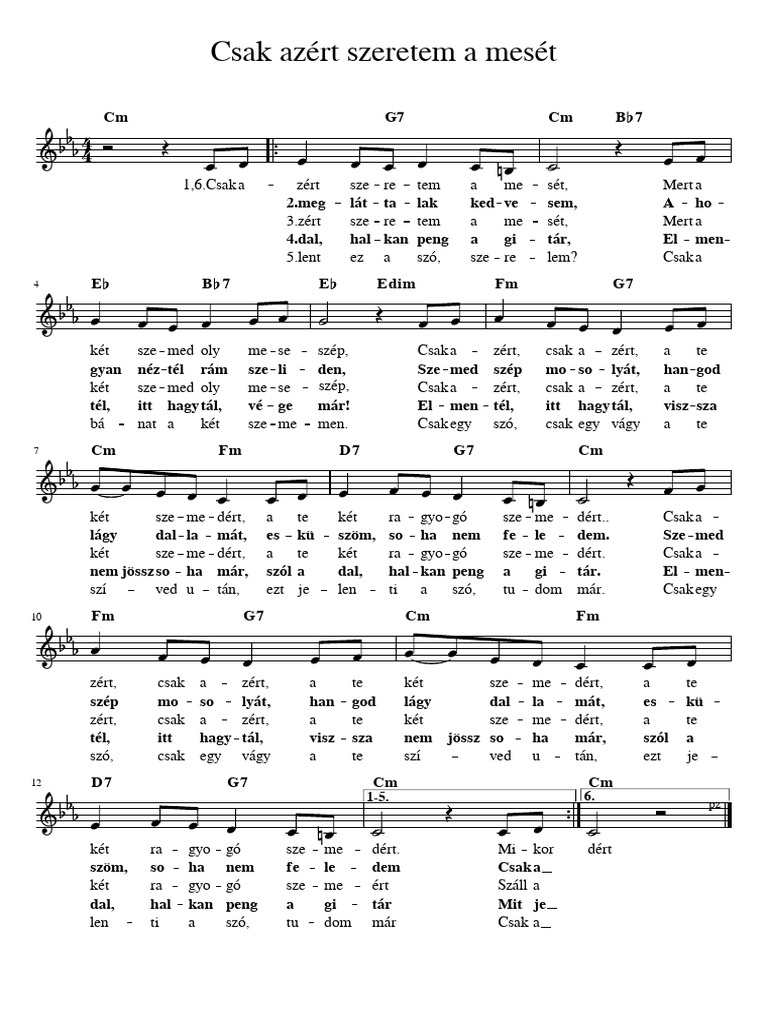 Csak azért szeretem a mesét Cm, Fm | PDF