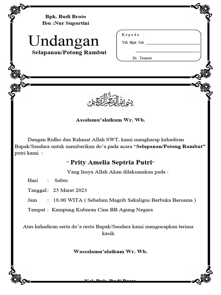 Undangan Potong Rambut Bayi | PDF