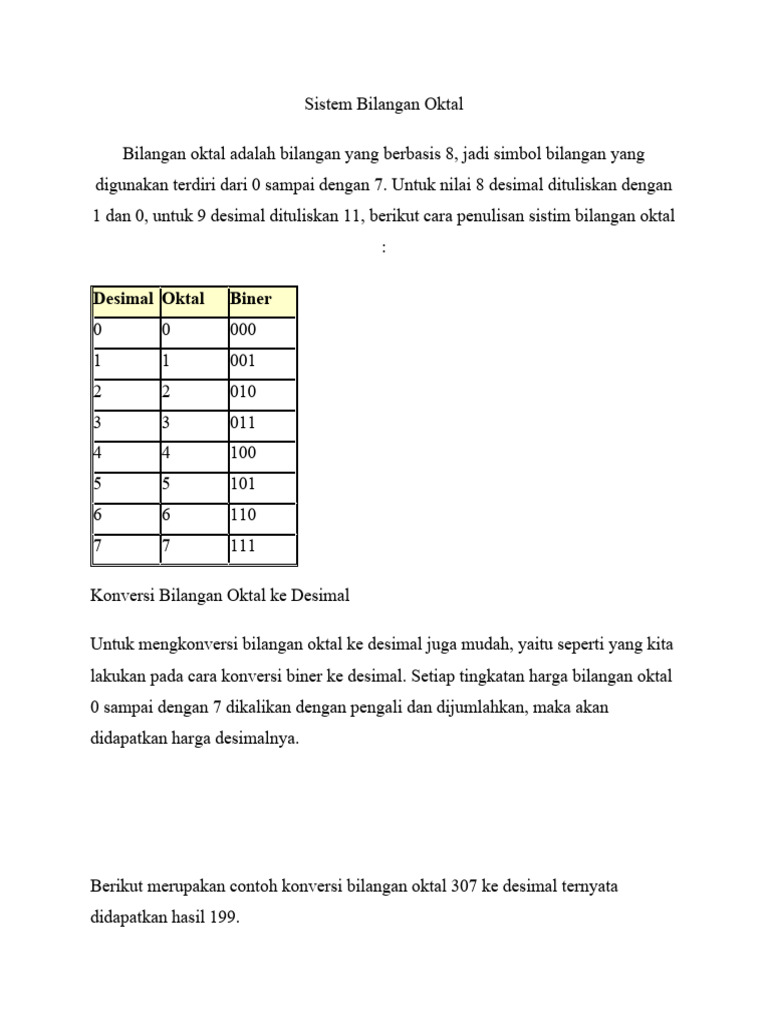 Sistem Bilangan Oktal | PDF