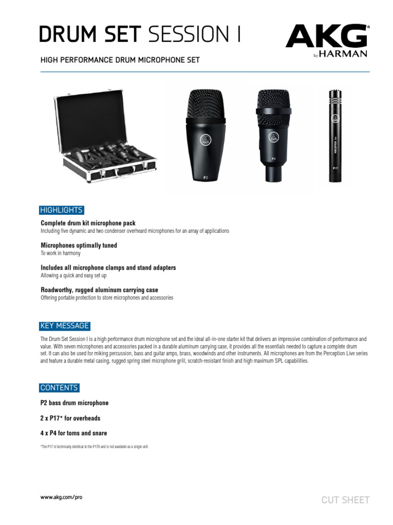 AKG DrumSetSessionI Cutsheet | PDF