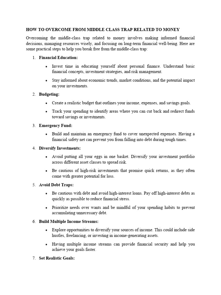How To Overcome From Middle Class Trap Related To Money | PDF