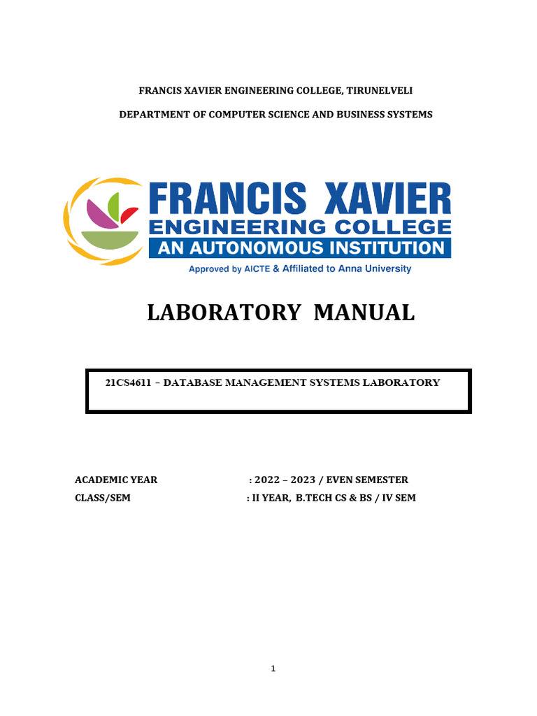 DBMS Lab Manual New Format | PDF