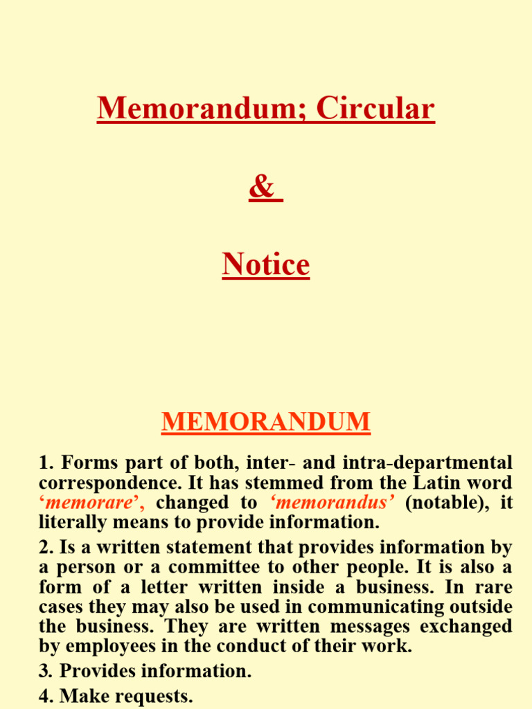 Memoranda, Circulars & Notices | PDF