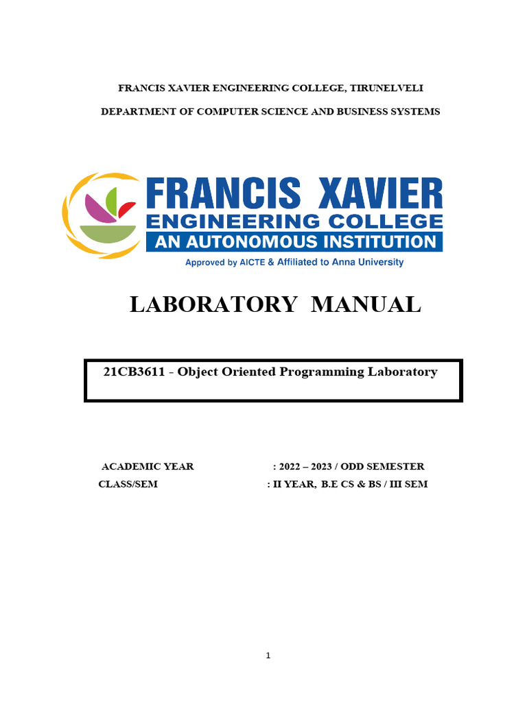 Oops Lab Manual New Format | PDF