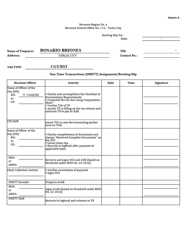 ONETT CGT/DST Tax Computation Guide | PDF
