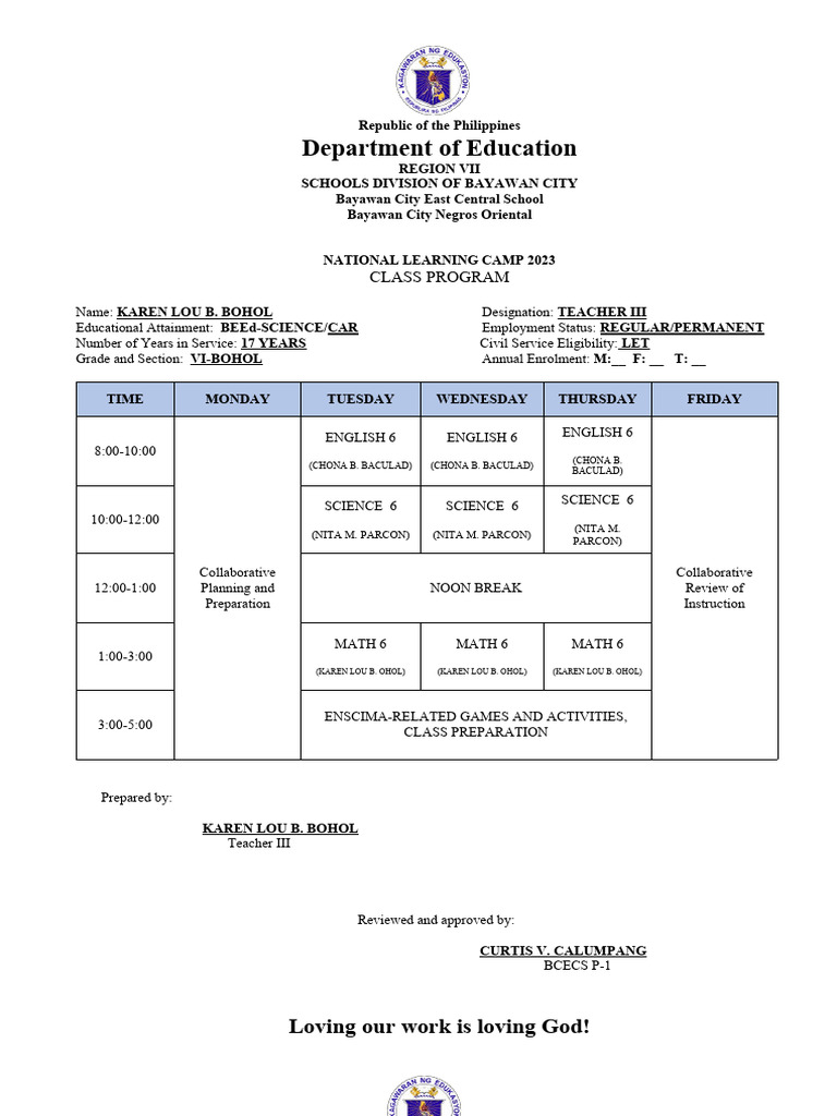 NLC Karin Etal CLASS PROGRAM | PDF