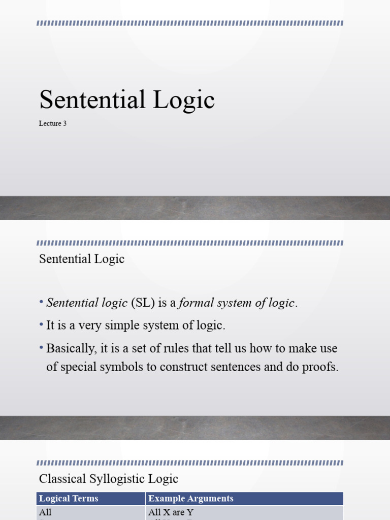 Huma 102 - Presentation 3 - Sentential Logic | PDF