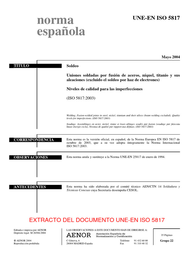 (Ex) Une-En Iso 5817 2004 | PDF