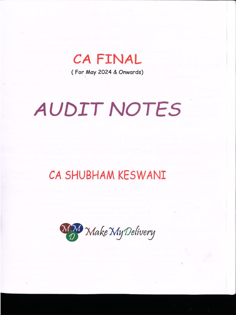 Shubham Keshbani Audit Notes 24 Sample | PDF