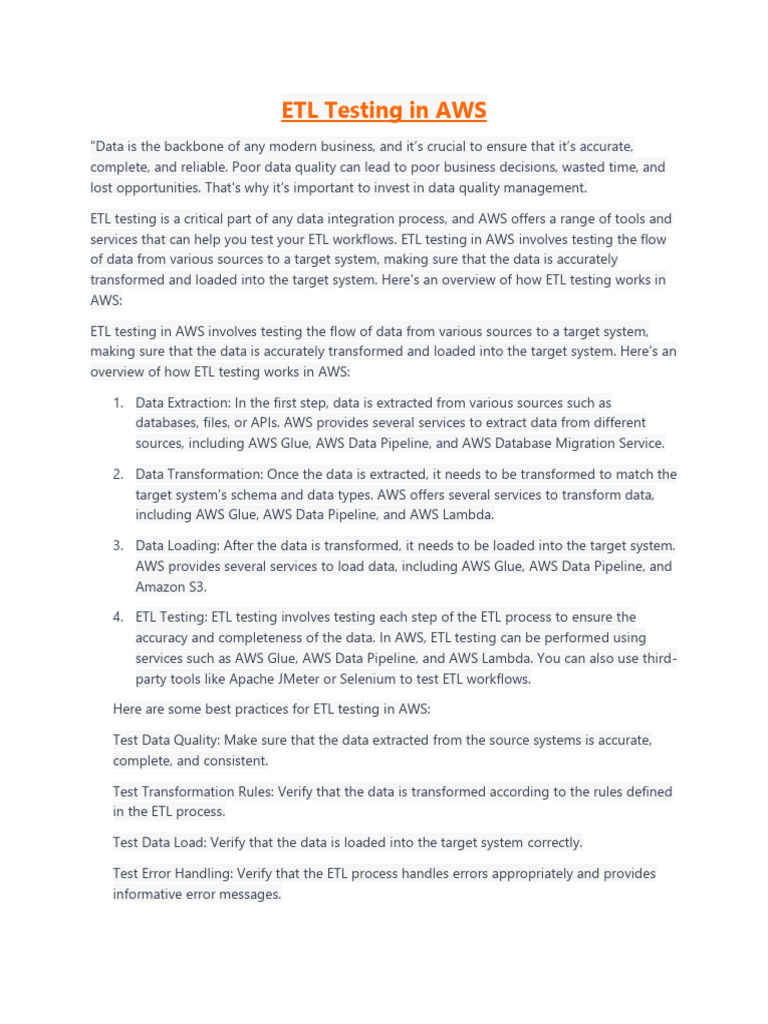 ETL Testing Insights | PDF | Computers