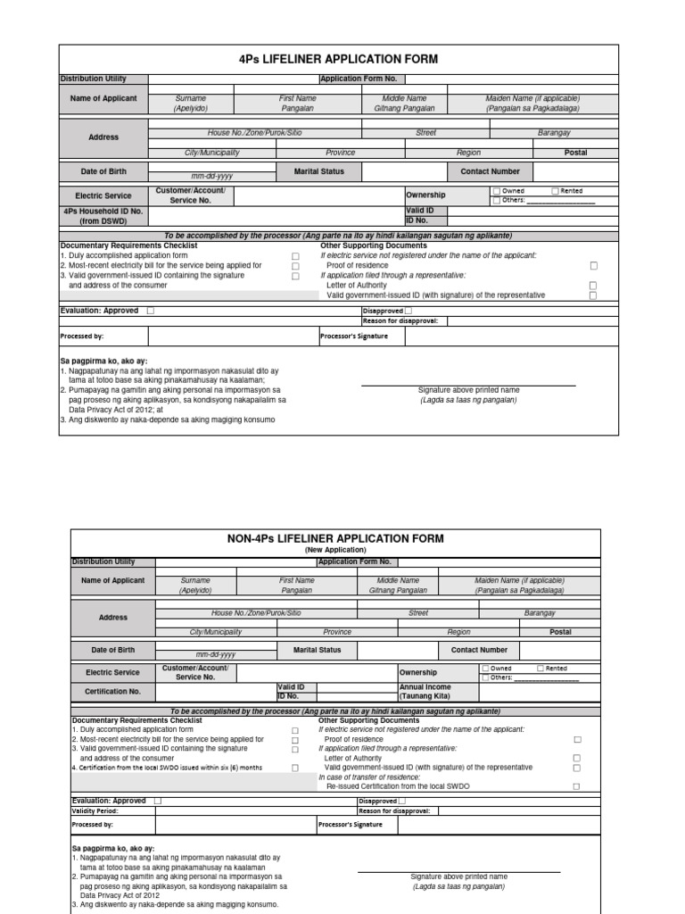 Lifeliner Application Forms | PDF