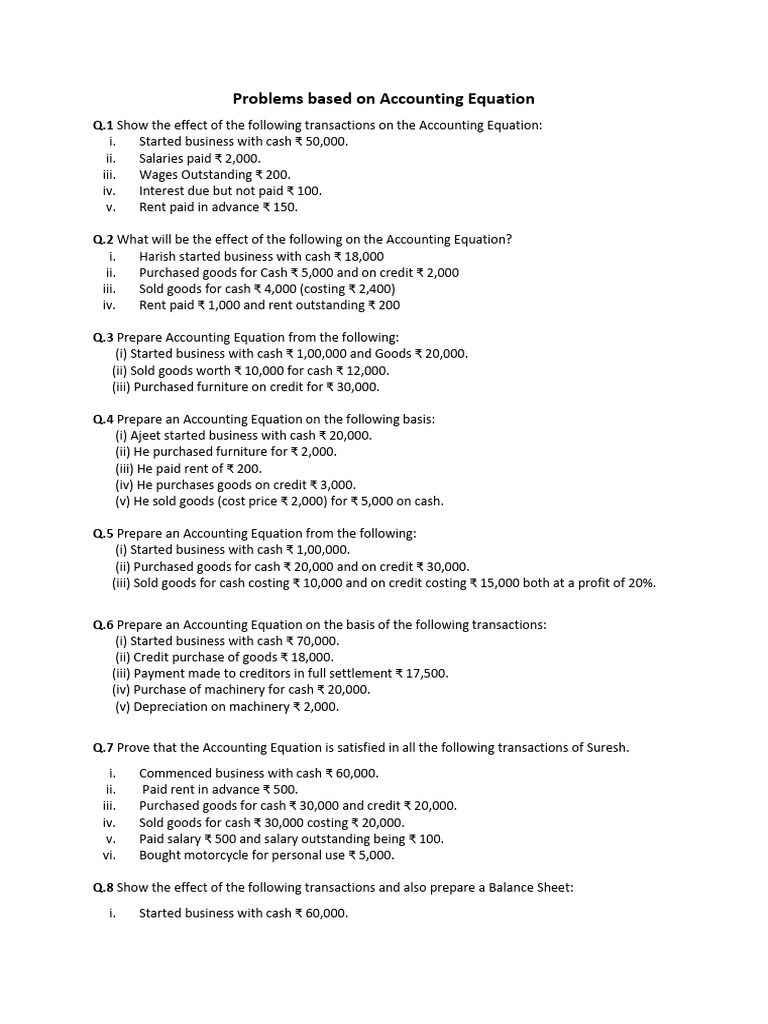 Module 1 Accounting Equation Problems | PDF