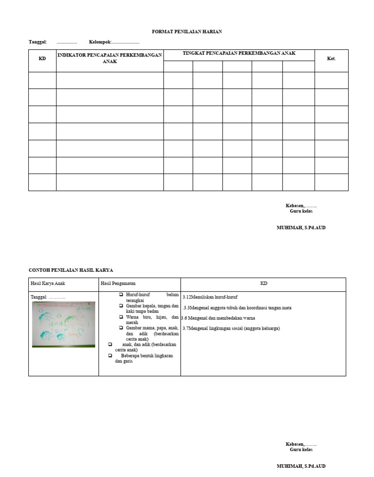Penilaian Harian Perkembangan Anak | PDF