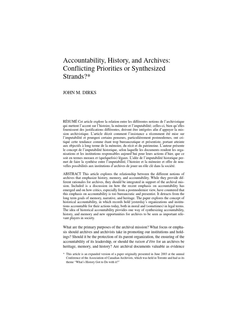 Archives and Accountability | PDF