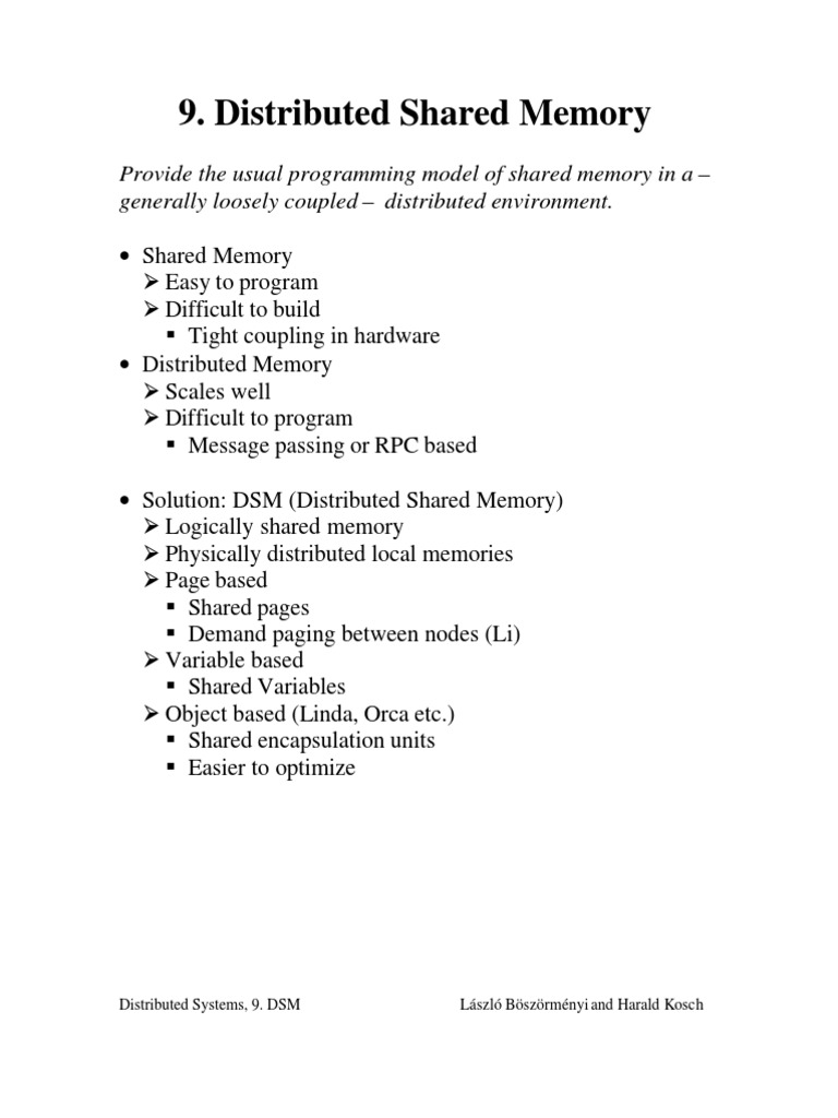 Distributed Shared Memory | PDF | Operating System Technology | Concurrency (Computer Science)