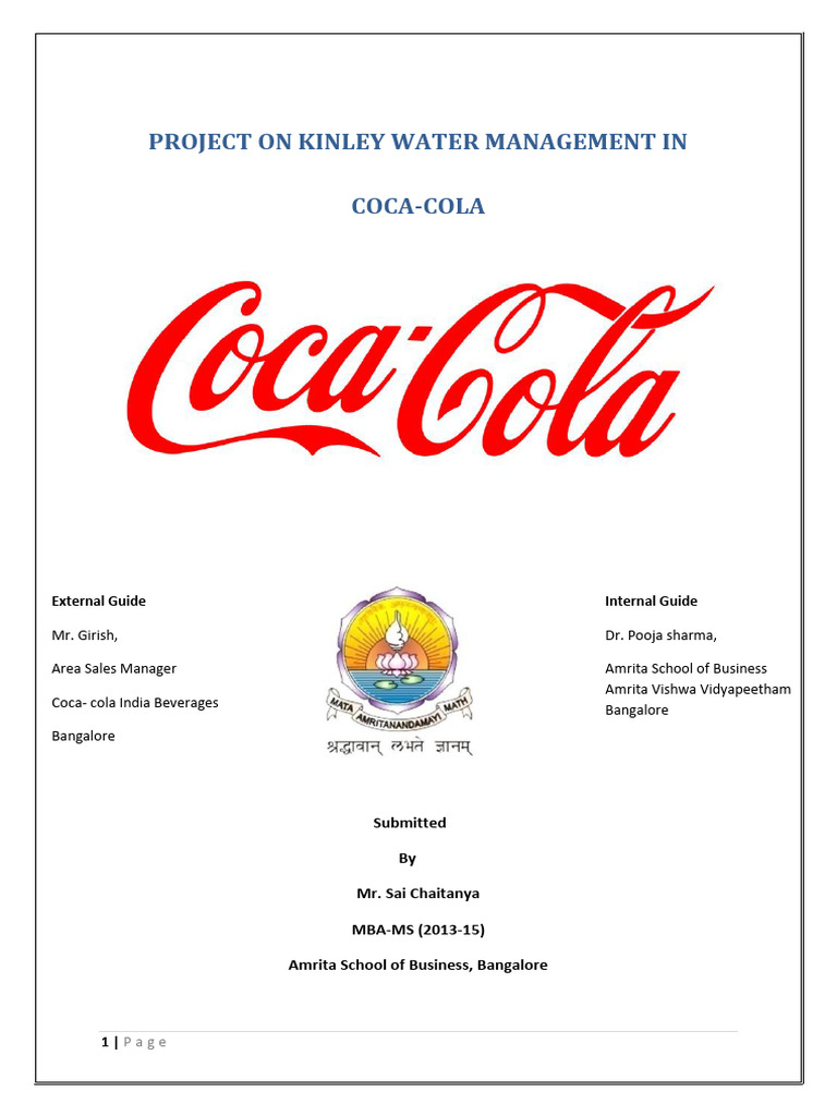 Coca-Cola Project: Water Management in India | PDF | Soft Drink | The ...