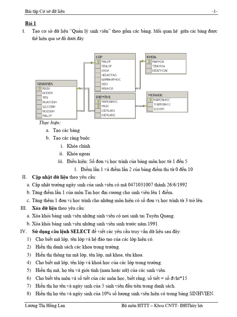 Bai Tap Thuc Hanh SQL | PDF