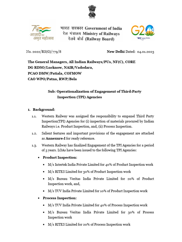 Policy Instruction On TPI Agencies 04012023 | PDF