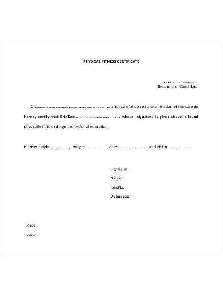 15+ Fitness Certificate Formats - Free Certificate Templates in Word ...