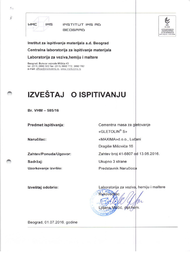 Vodootporni Kit Za Spoljni Zid | PDF