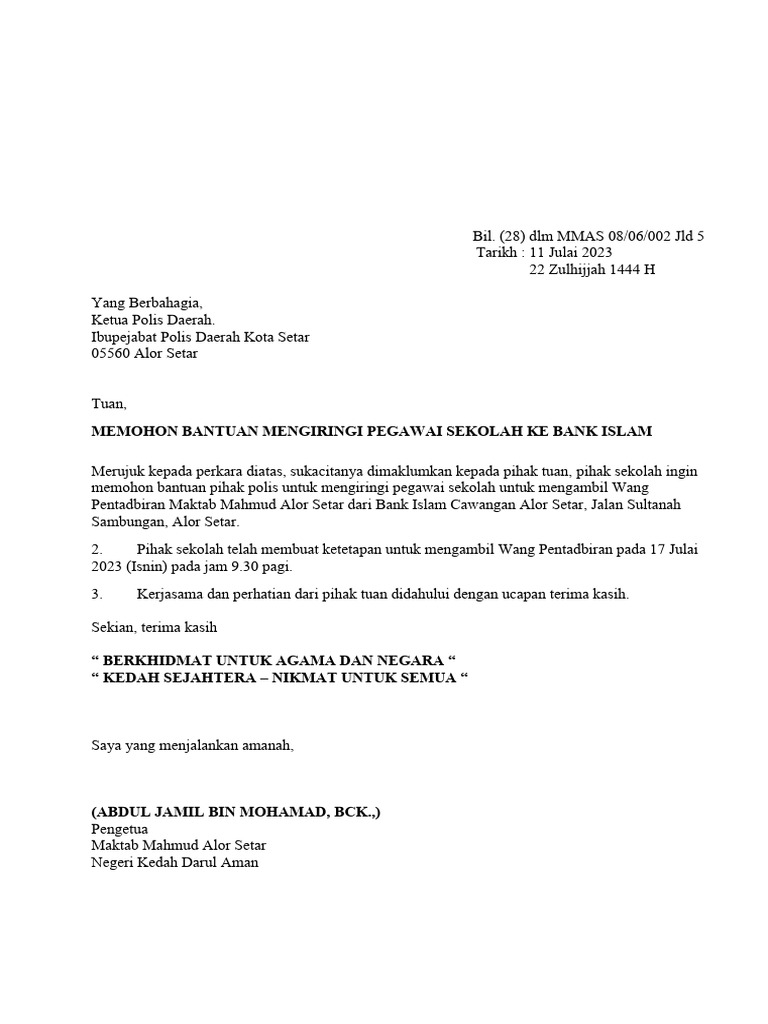 Surat Polis (Iring Ke Bank) 1 | PDF