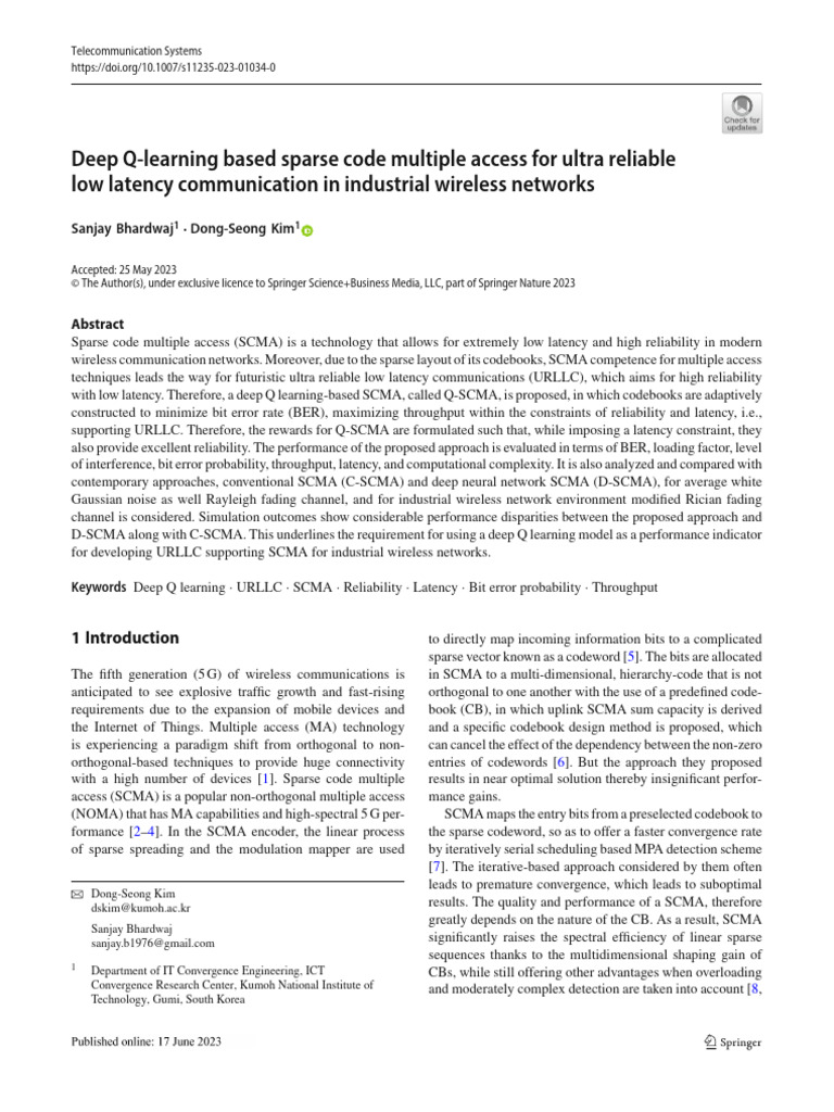 Deep Q-Learning Based Sparse Code Multiple Access For Ultra Reliable Low Latency Communication ...