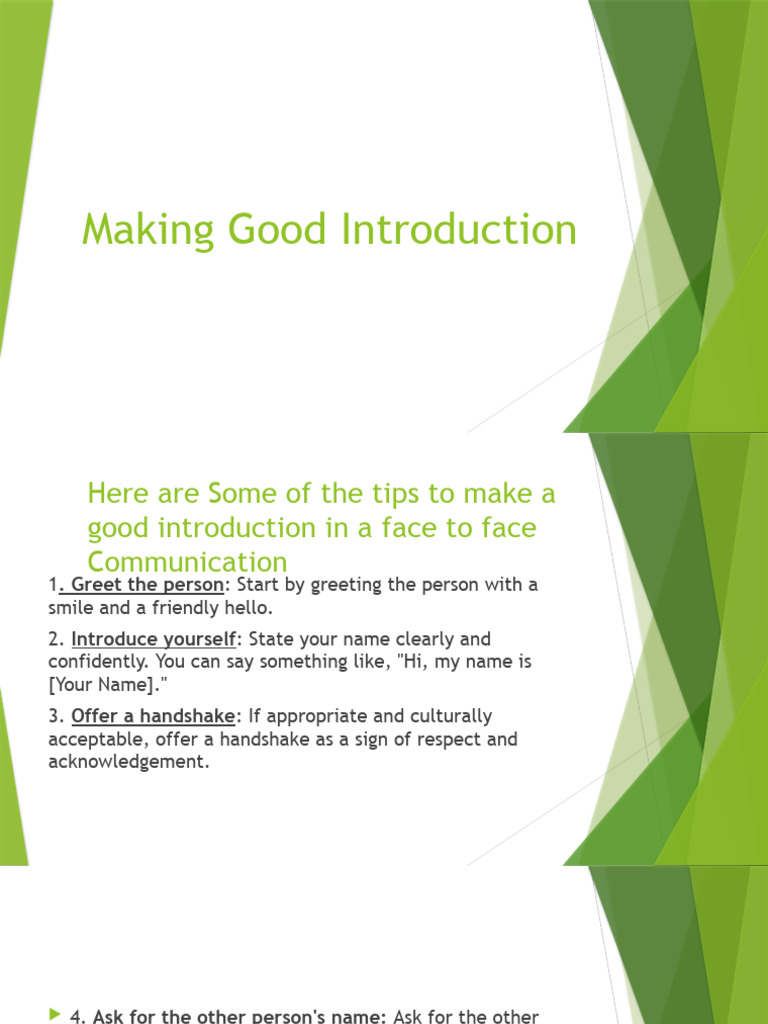 Making Good Introduction | PDF | Communication | Body Language