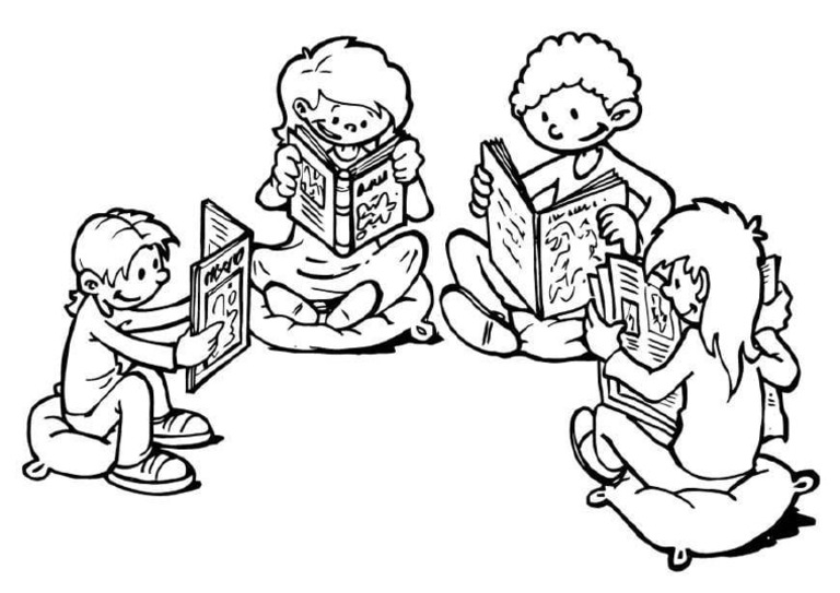Kids Reading Colouring Page 4 | PDF