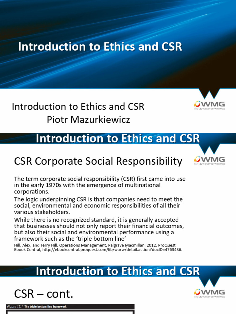 Introduction to Ethics and CSR (1) | PDF