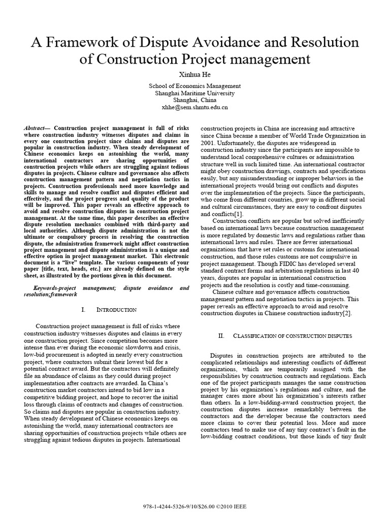 Disp Resolution Framework - China | PDF | Finance & Money Management | Art