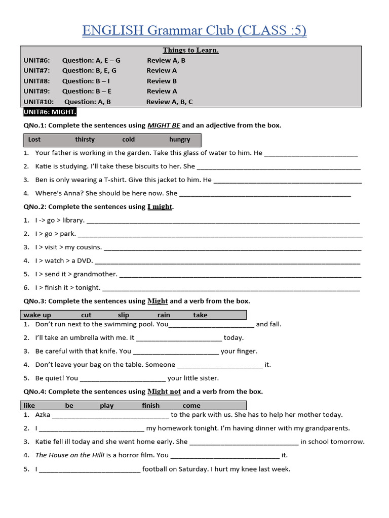 ENGLISH Grammar Club 2nd Term | PDF