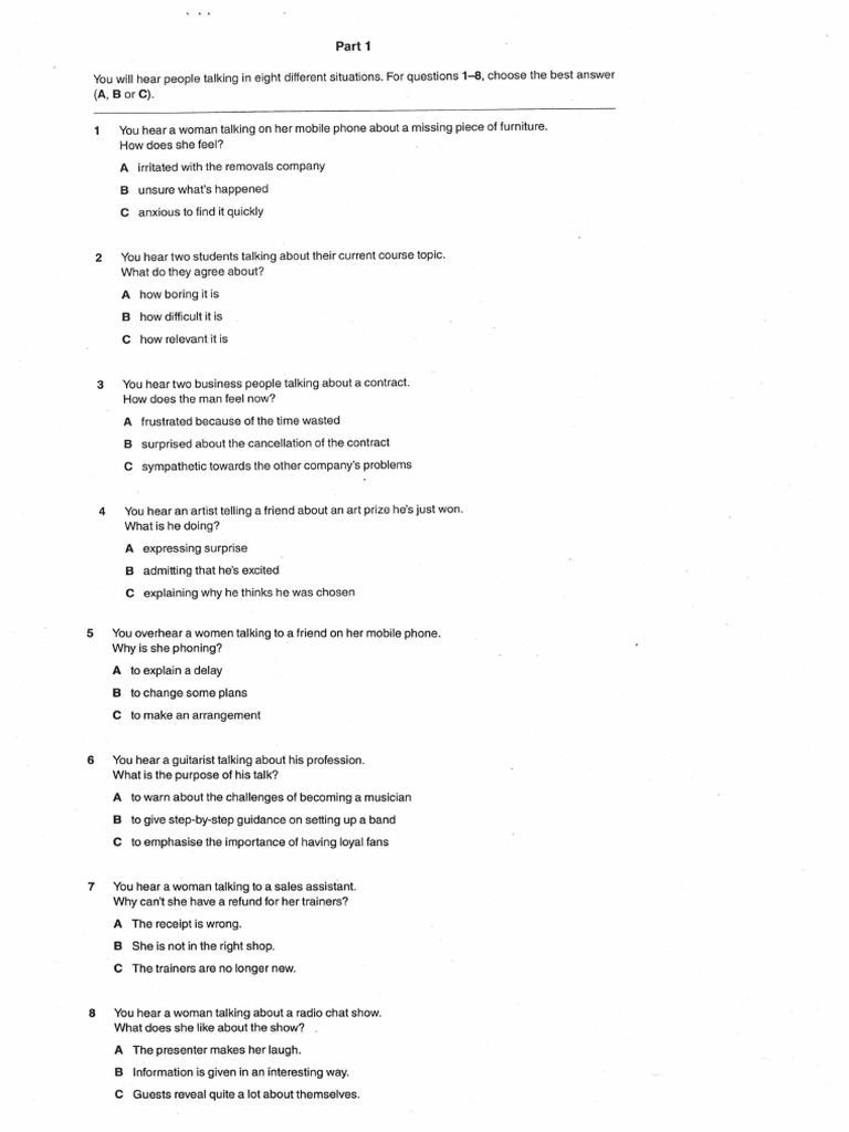 FCE 1 Listening 1 | PDF