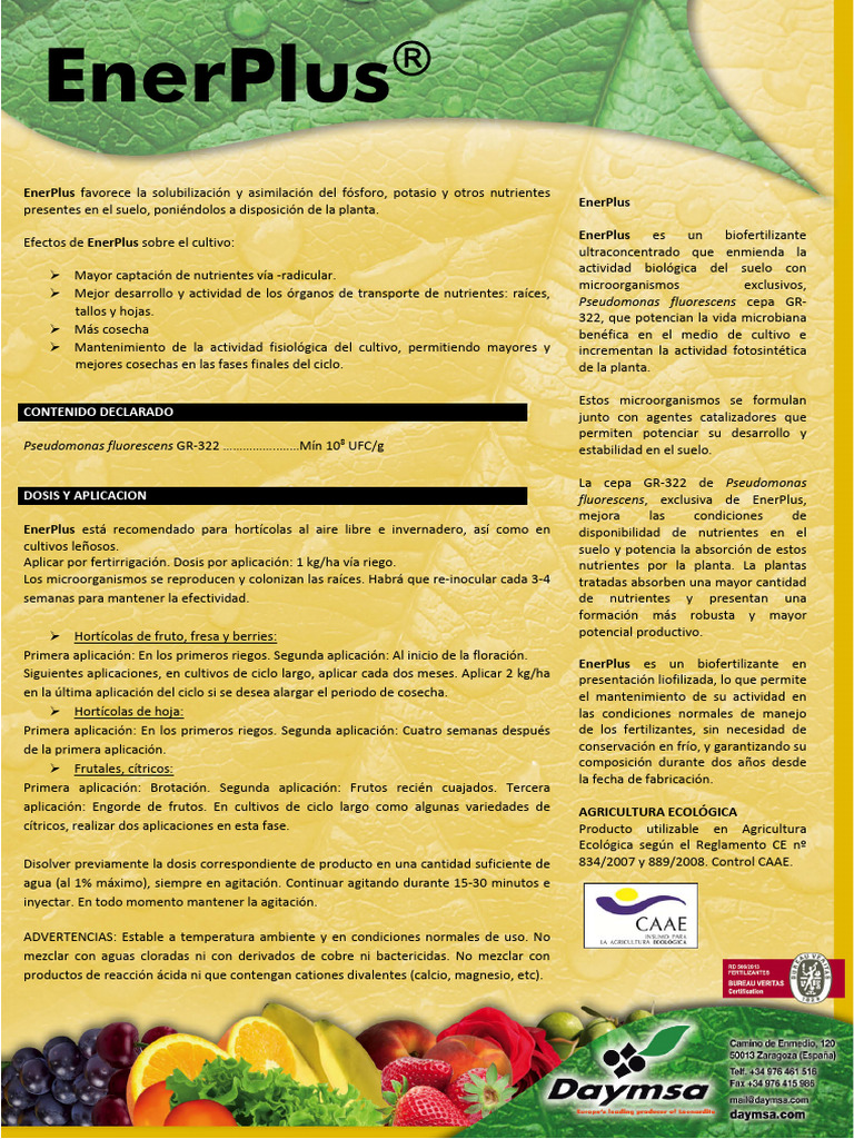 EnerPlus_ESP_Ficha-tecnica_V4 | PDF | Plantas | Suelo