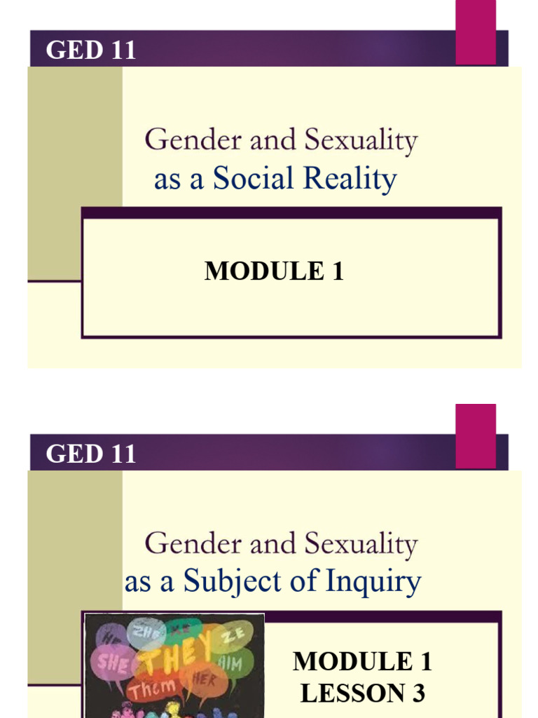 Module 1 - Lesson 3 - Gender and Sexuality As A Subject of Inquiry | PDF