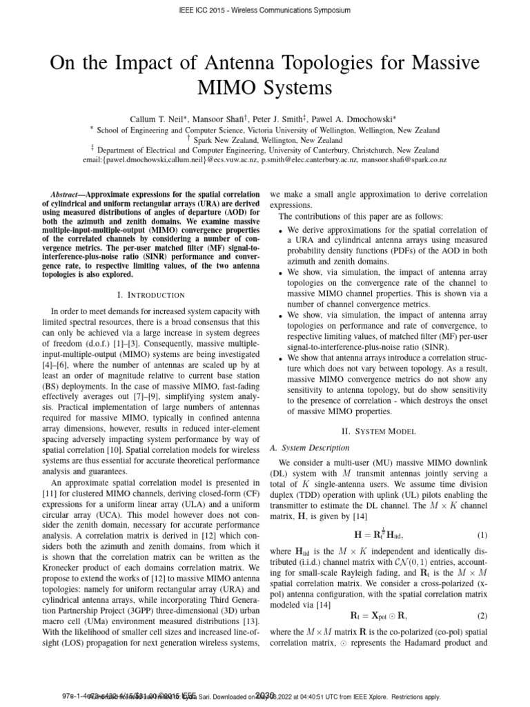 On The Impact of Antenna Topologies For Massive MIMO Systems | PDF ...