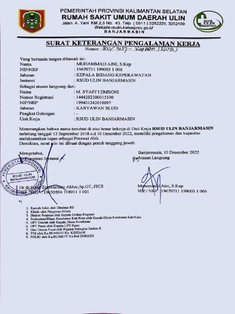 Pengalaman Kerja Tkhi. | PDF