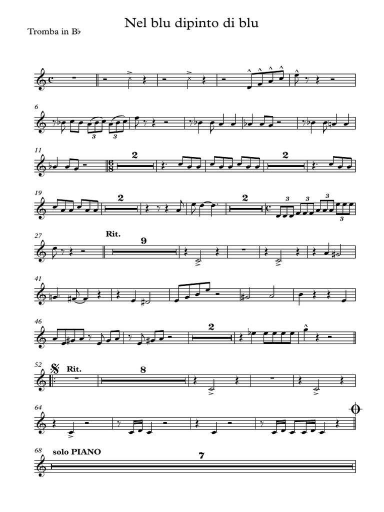 Nel Blu Dipinto Di Blu - Busca - Tromba in BB | PDF