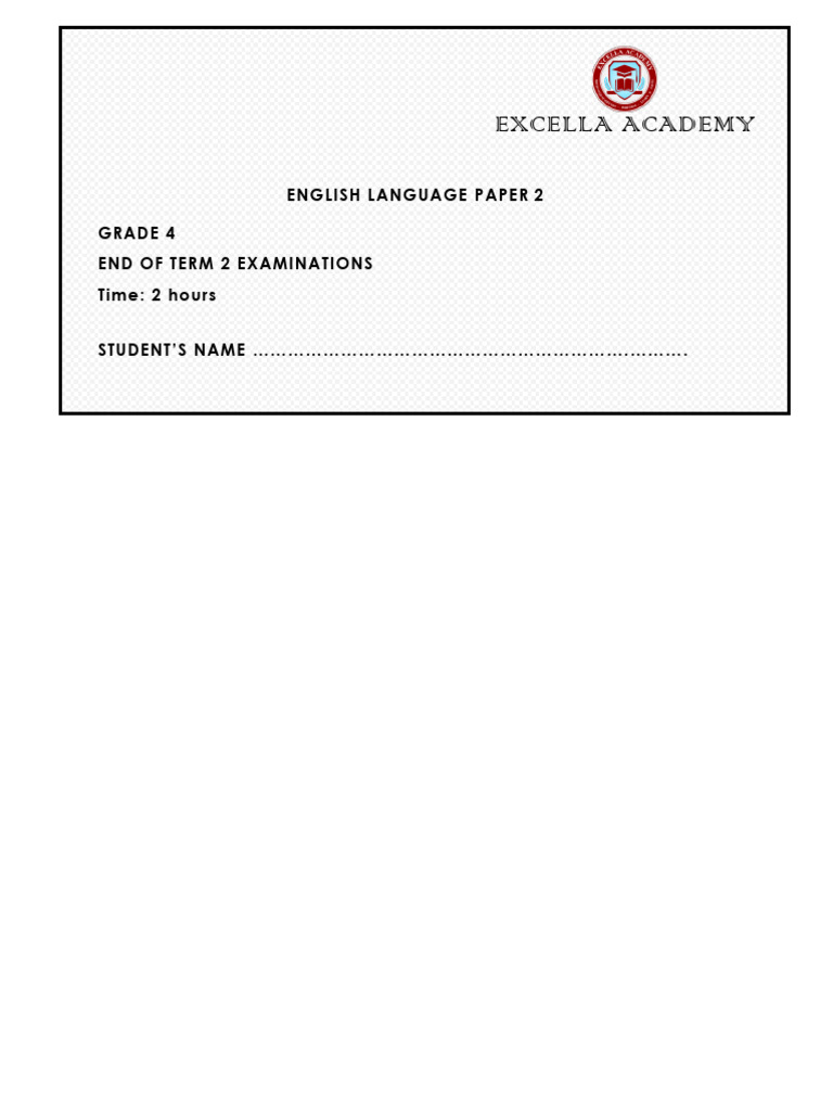 Grade 4 English Paper 2 | PDF