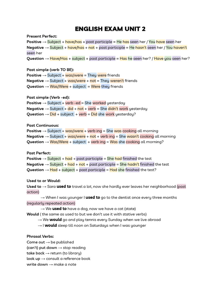 English Exam Unit 2 | PDF