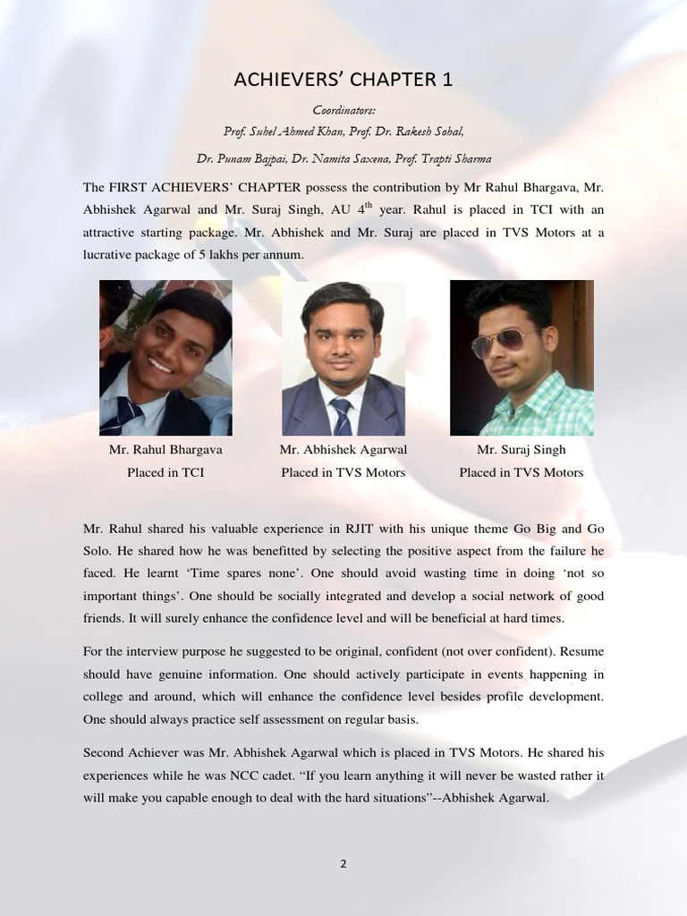 ACHIEVERS Chapter 1 | PDF