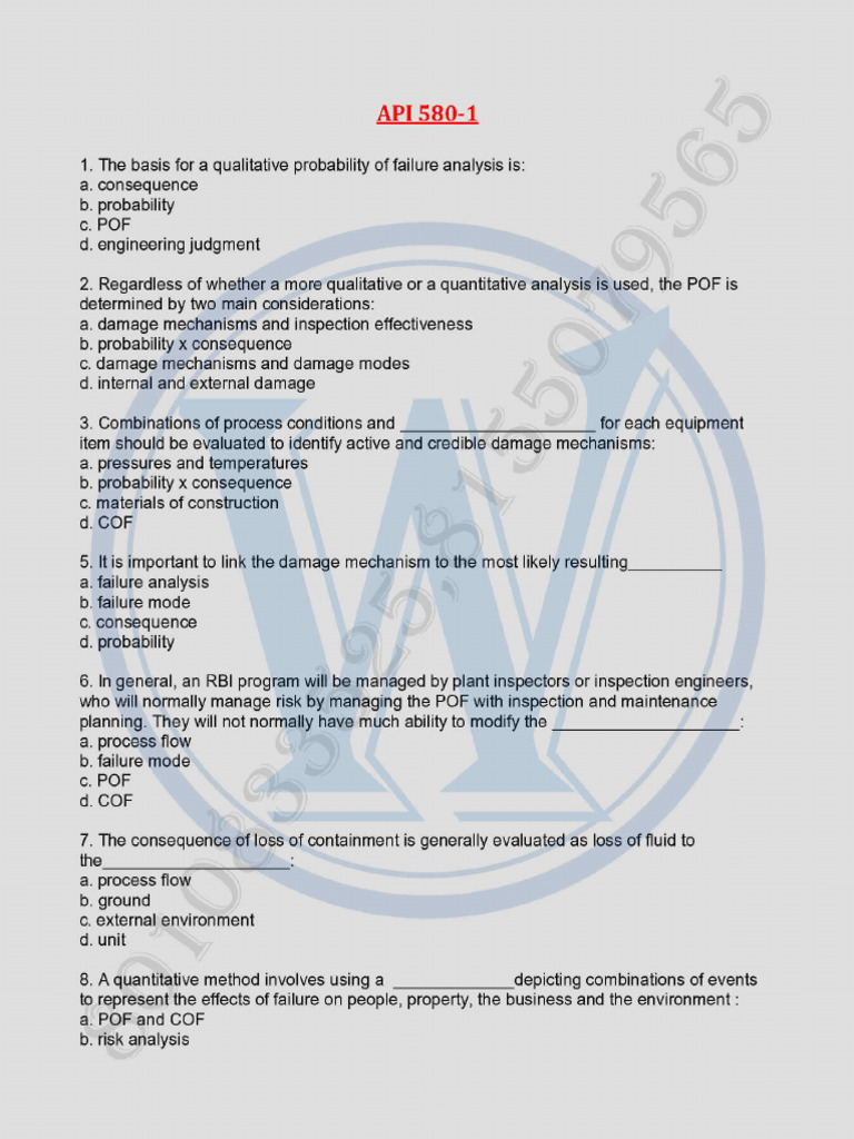 API 580 Sample Questions | PDF