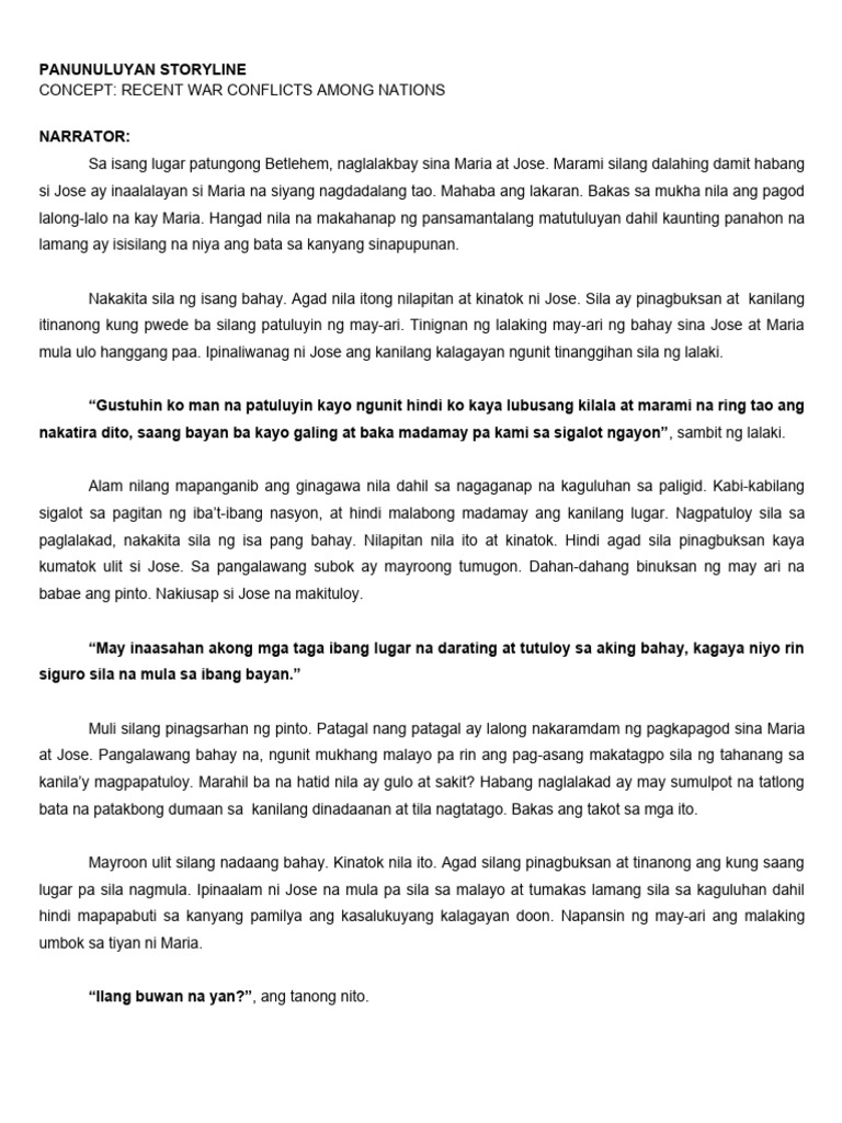 Panunuluyan Storyline (Revised) | PDF