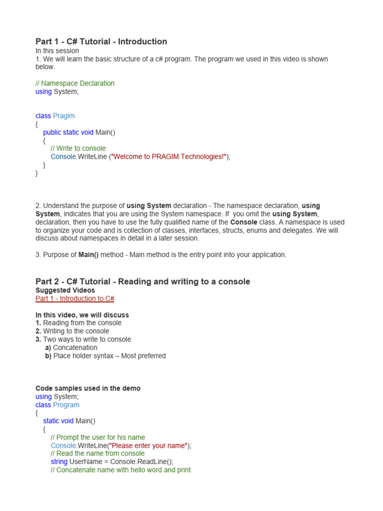 Cs 000 Note | PDF | C Sharp (Programming Language) | Command Line Interface